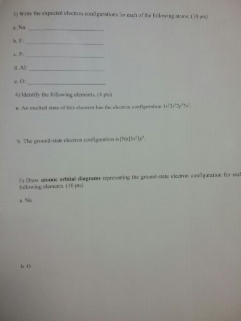 Solved 3) Write the expected electron configurations for | Chegg.com