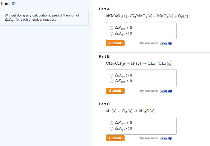 Solved Without doing any calculations, predict the sign of | Chegg.com