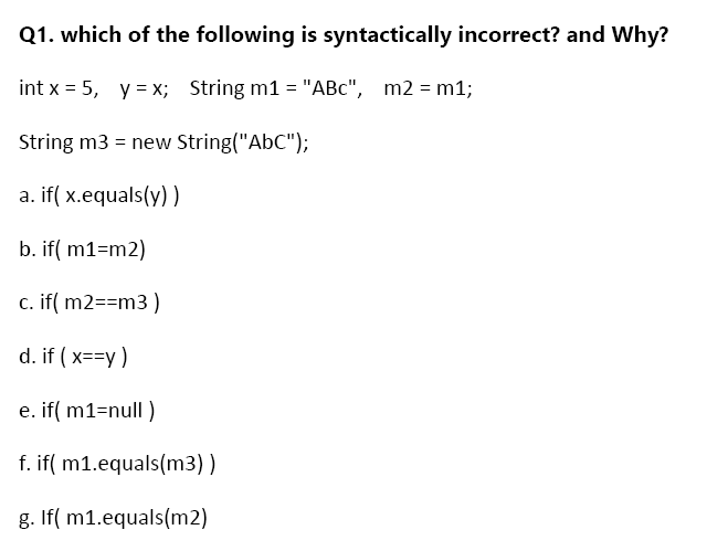 Solved Which of the following is syntactically incorrect? | Chegg.com