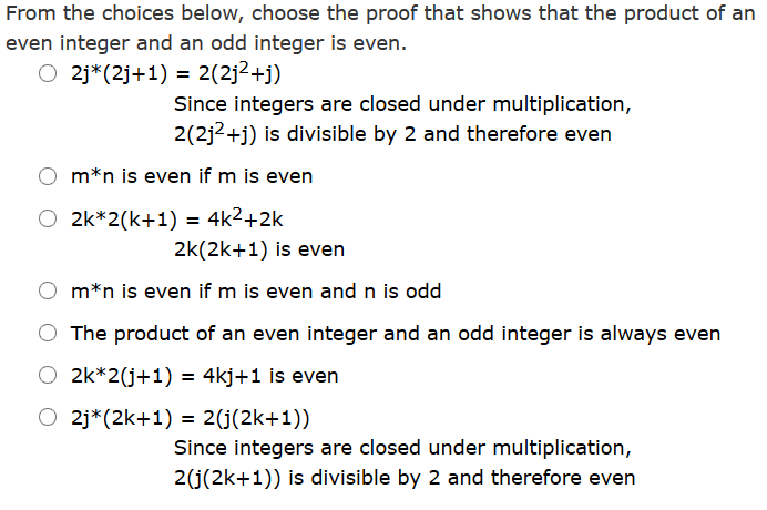 Solved From The Choices Below Choose The Proof That Shows