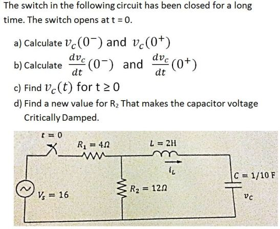 Solved The switch in the following circuit has been closed | Chegg.com