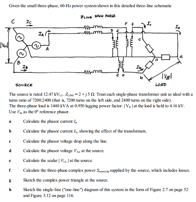 Solved Given the small three-phase, 60-Hz power system shown | Chegg.com