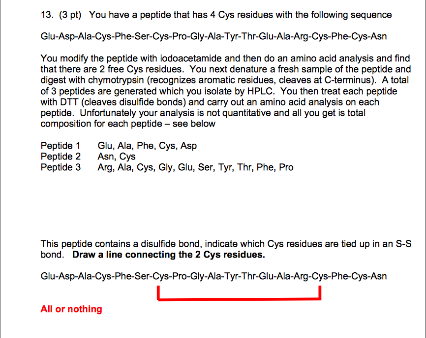 Solved You have a peptide that has 4 Cys residues with the | Chegg.com
