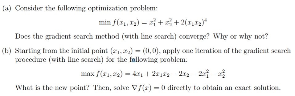 Solved A Consider The Following Optimization Problem Min