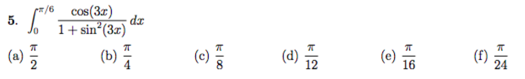 Solved /6 cos(3a) 「1+sina(32) dz 5. o 1+sin (3) 0 1+sin (e) | Chegg.com