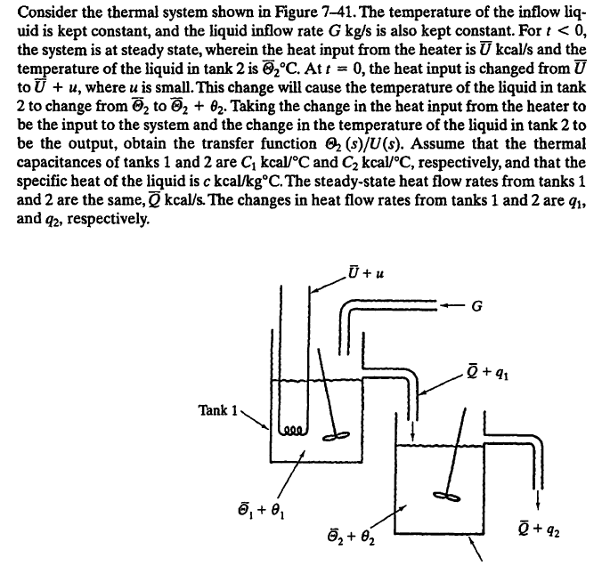 Solved Consider the thermal system shown in Figure 7-41. The | Chegg.com