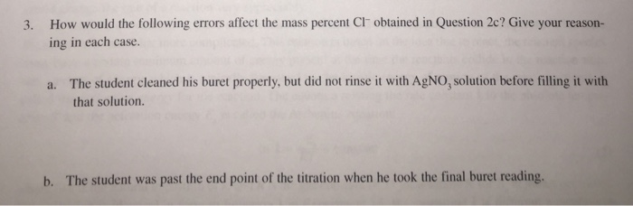 Solved How would the following errors affect the mass | Chegg.com