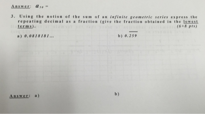 Solved Using the notion of the sum of an infinite geometric | Chegg.com
