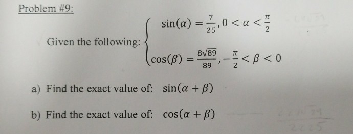 Solved Problem #9: ( sin(?) = 25,0