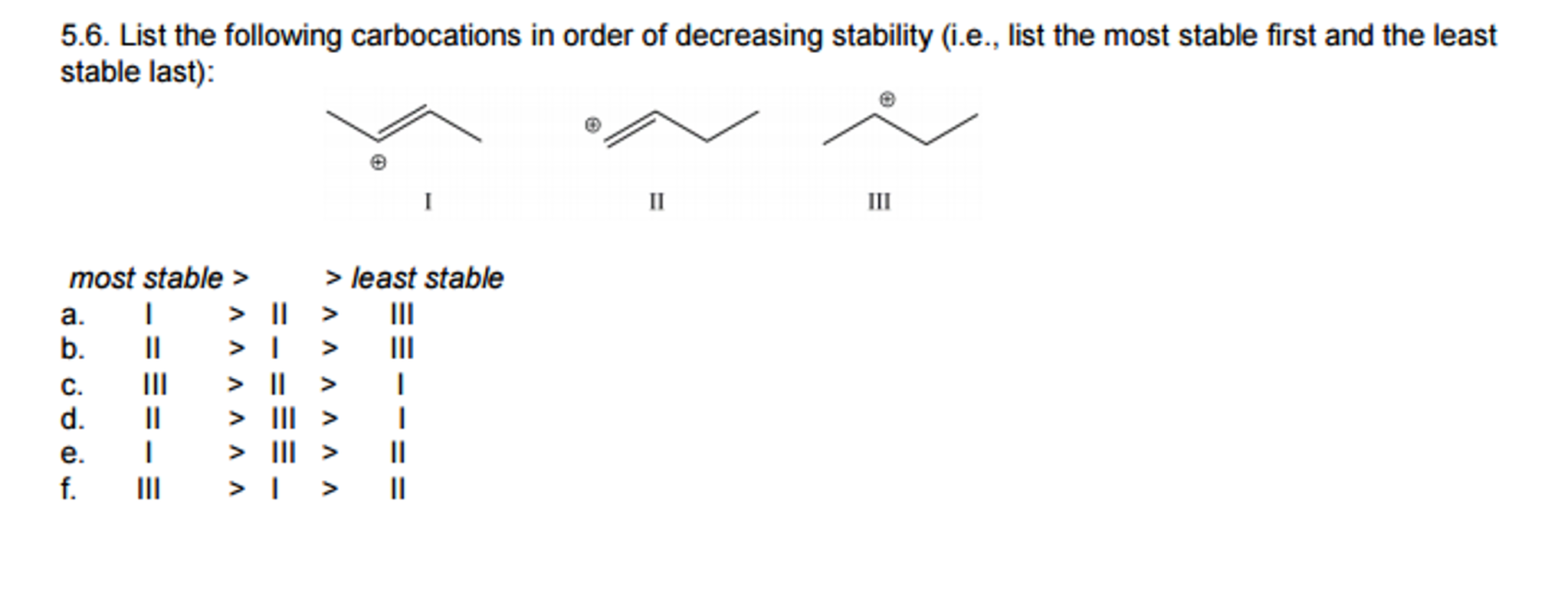 Solved List the following carbocations in order of | Chegg.com