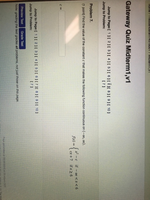 Solved Find the value of the constant c that makes the | Chegg.com