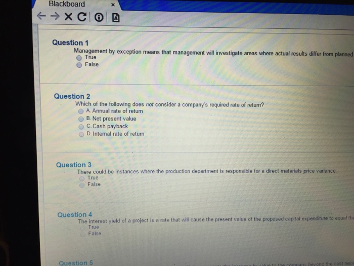 Solved Blackboard x Question 1 Management by exception means | Chegg.com