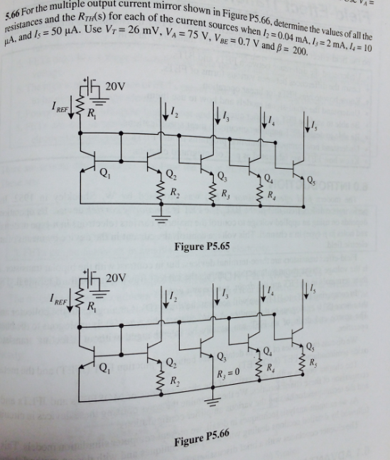 Solved For the multiple output current mirror shown in | Chegg.com