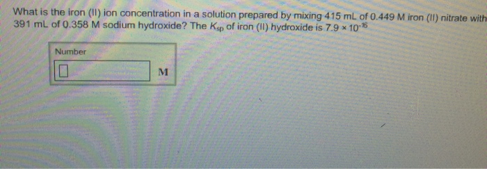 Solved What is the iron (II) ion concentration in a solution | Chegg.com