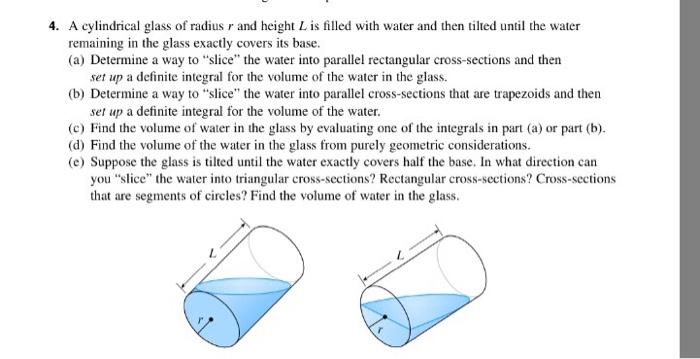 Solved A cylindrical glass of radius r and height L is | Chegg.com