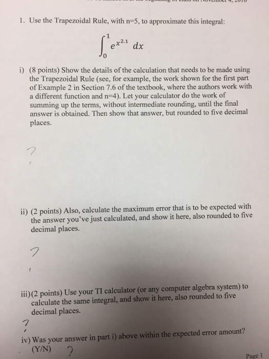 Solved Use the Trapezoidal Rule, with n = 5, to approximate | Chegg.com