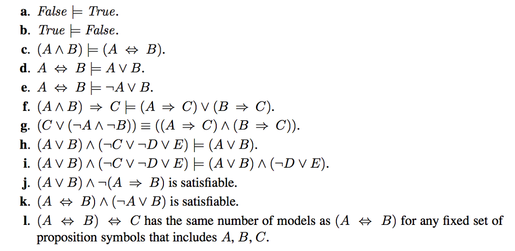 Solved Use the definition of entailment to determine which | Chegg.com