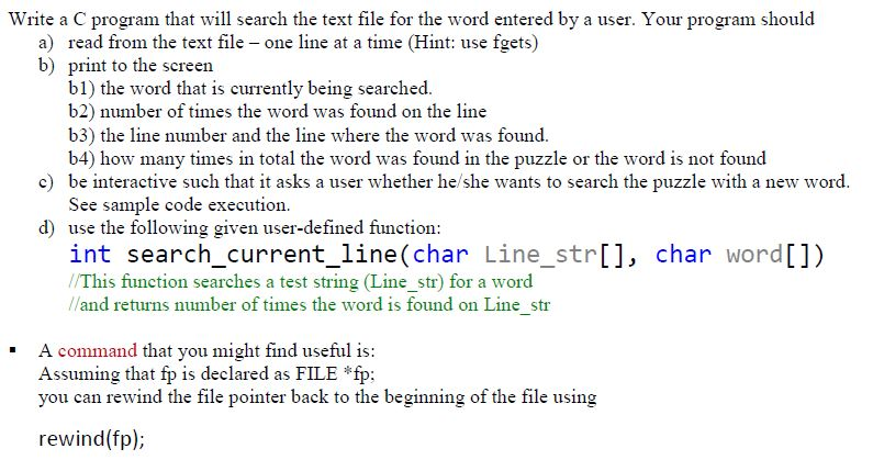 write a c program using the given guidlines and | Chegg.com