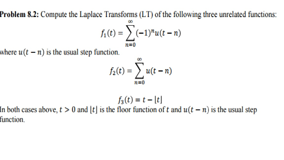 Compute the Laplace Transforms (LT) of the following | Chegg.com