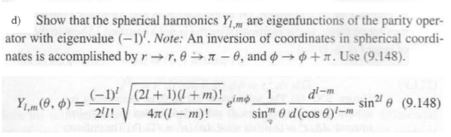 Solved d) Show that the spherical harmonics Y,m are | Chegg.com