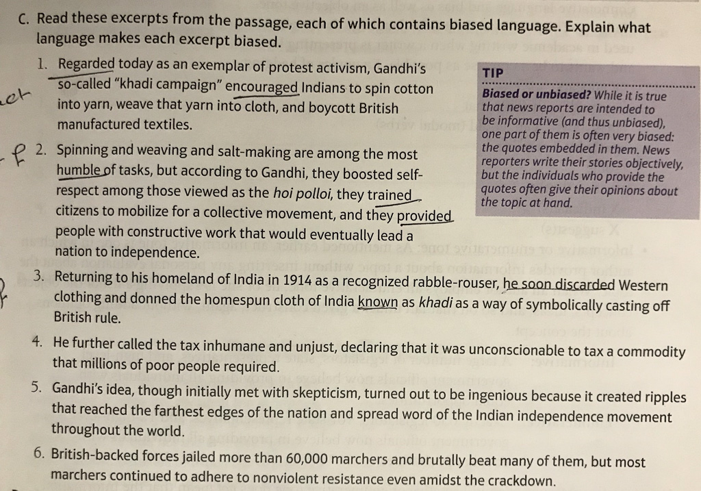 Solved C. Read these excerpts from the passage, eacho | Chegg.com