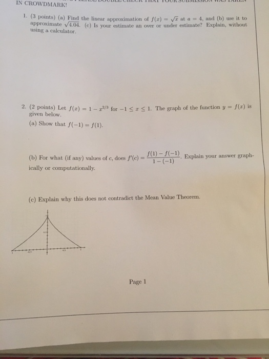 Solved Find the linear approximation of f(x) = squareroot x | Chegg.com