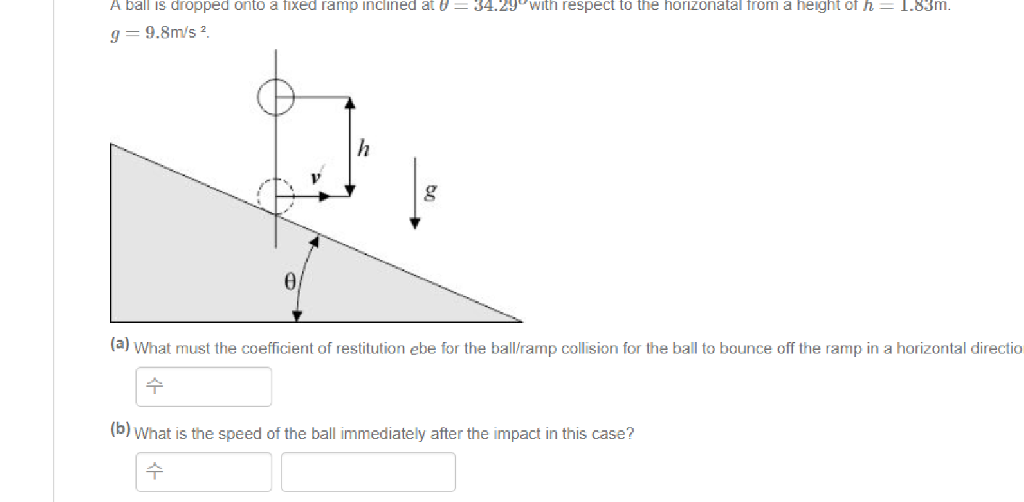 Solved A ball is dropped onto a txed ramp inclined at | Chegg.com