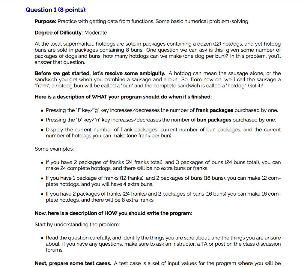 Solved Question 1 (8 points) Purpose: Practice with getting | Chegg.com