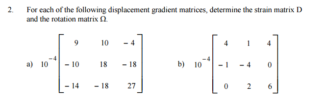 For each of the following displacement gradient | Chegg.com