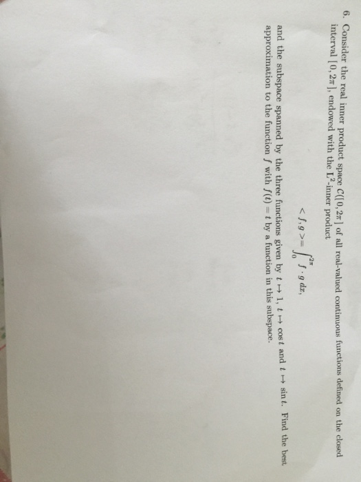 Solved Consider the real inner product space C((0, 2 pi) of | Chegg.com