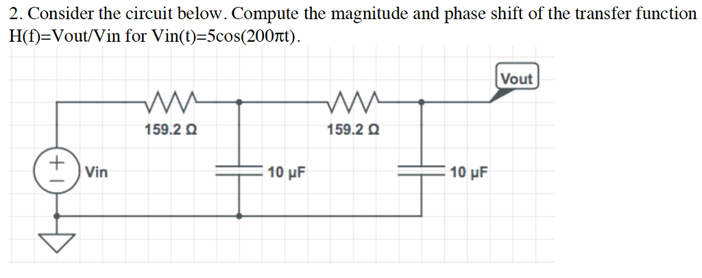 Solved 2. Consider the circuit below. Compute the magnitude | Chegg.com