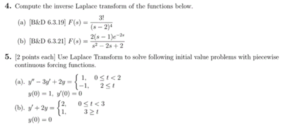 Solved Compute the inverse Laplace transform of the | Chegg.com