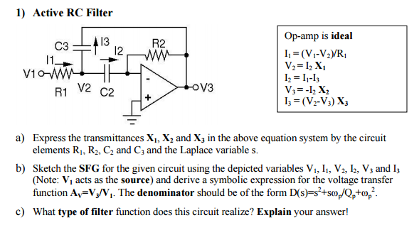 Solved Active RC Filter a) Express the transmittances X_1, | Chegg.com