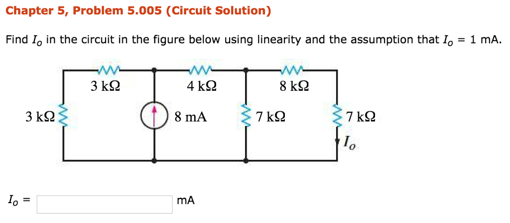 Solved Chapter 5, Problem 5.005 (Circuit Solution) Find lo | Chegg.com