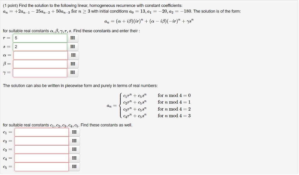 Solved (1 point) Find the solution to the following linear, | Chegg.com