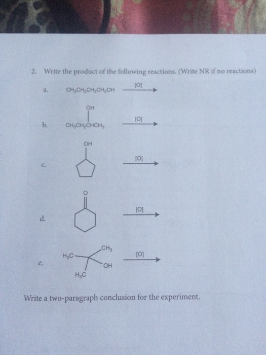 Solved Write the product of the following reactions. (write | Chegg.com