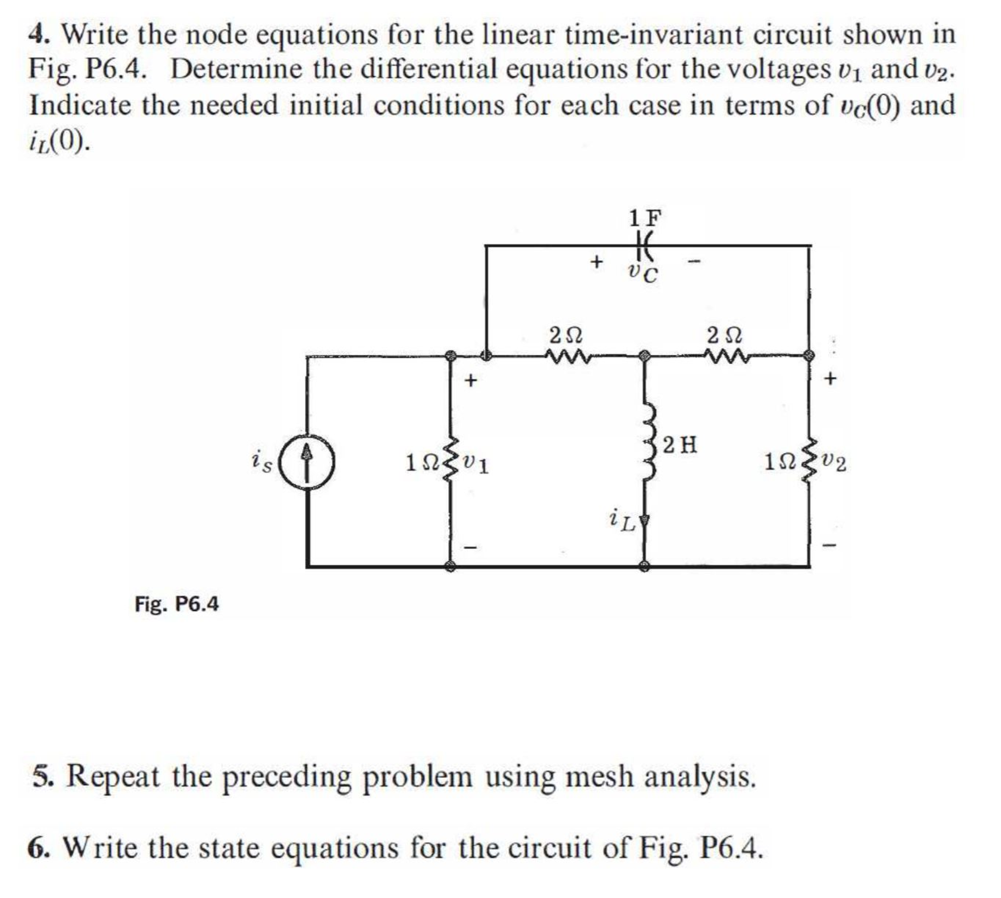 Solved Write the node equations for the linear | Chegg.com