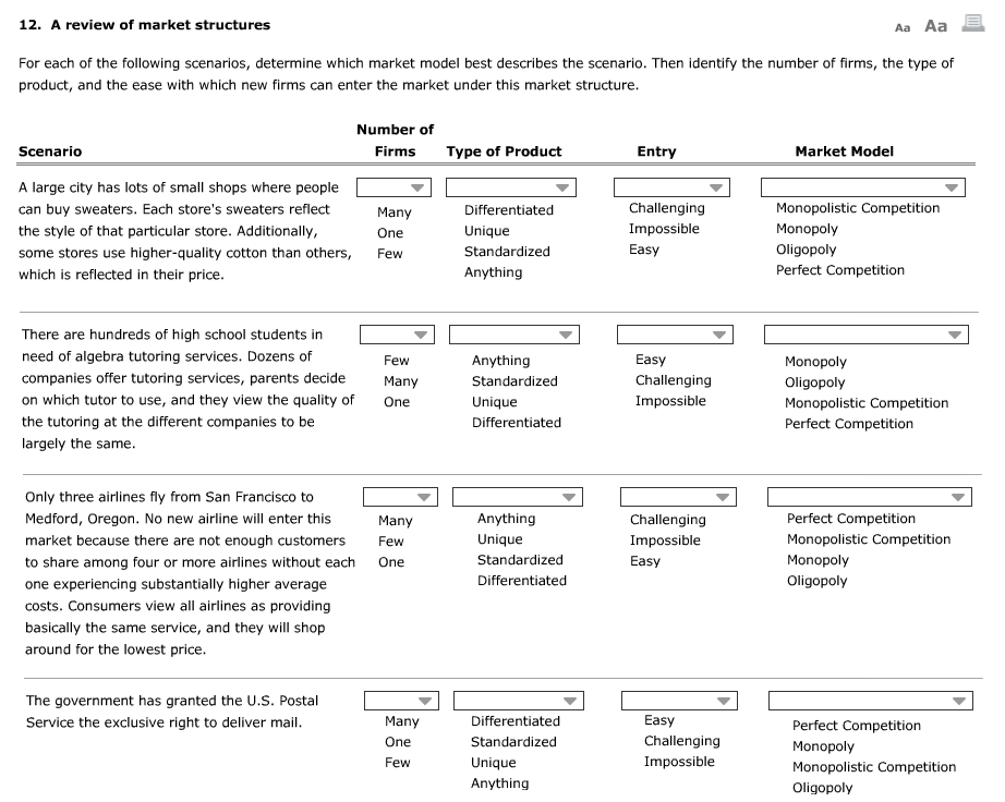 Solved For each of the following scenarios, determine which | Chegg.com
