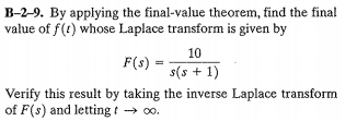Solved By applying the final-value theorem, find the final | Chegg.com