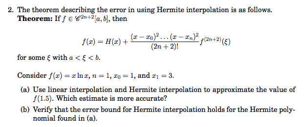 Solved The Theorem Describing The Error In Using Hermite