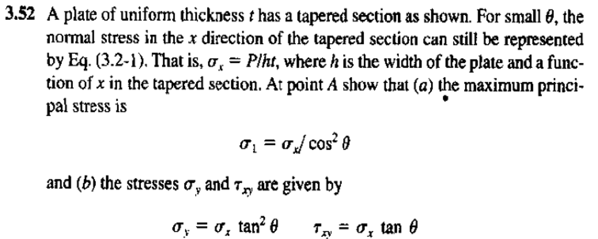 Solved A plate of uniform thickness t has a tapered | Chegg.com