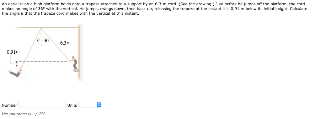 Solved An aerialist on a high platform holds onto a trapeze | Chegg.com