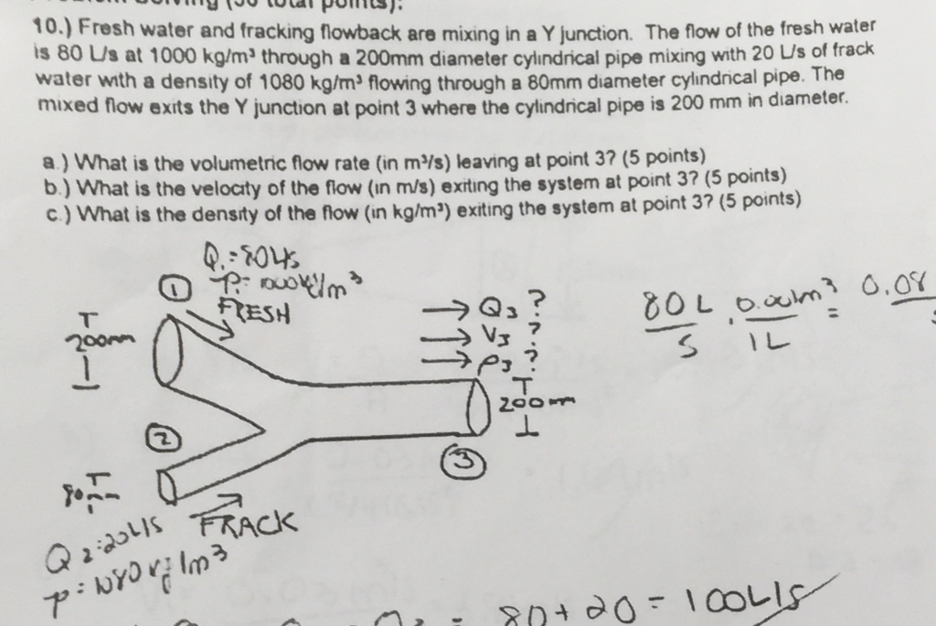 Solved Fresh water and fracking flowback are mixing in a Y | Chegg.com