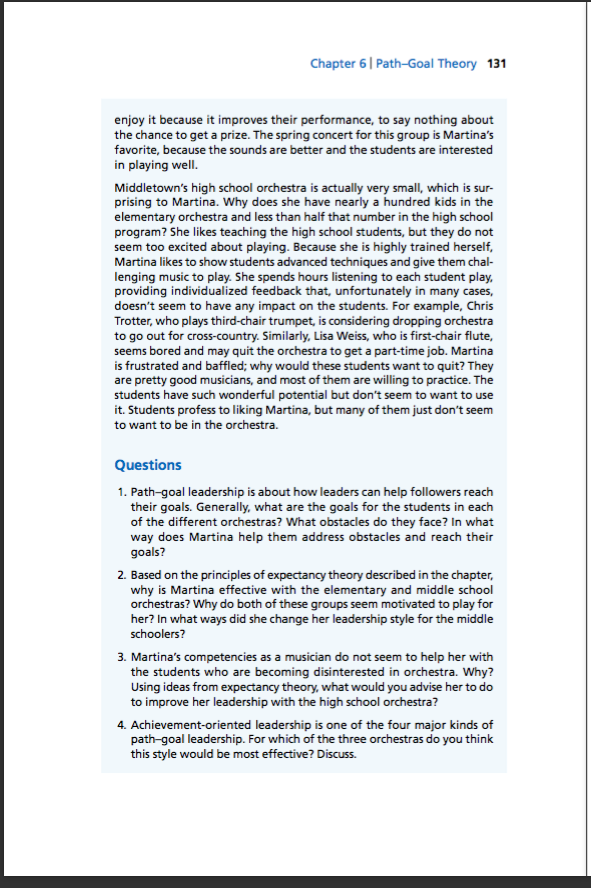 Solved Chapter 6| Path-Goal Theory 129 130 LEADERSHIP THEORY | Chegg.com
