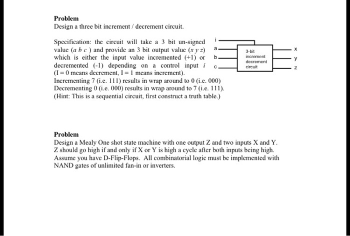 Solved Design a three bit increment/decrement circuit. | Chegg.com