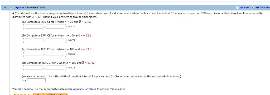 Solved 11 19 Points Devorestat9 7 E 004 My Notes Ask Your