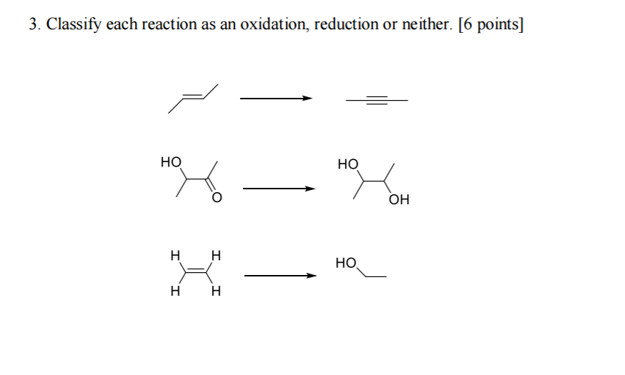Solved 3 Classify Each Reaction As An Oxidation Reduction