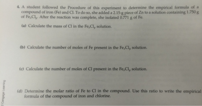 A student followed the Procedure of this experiment | Chegg.com