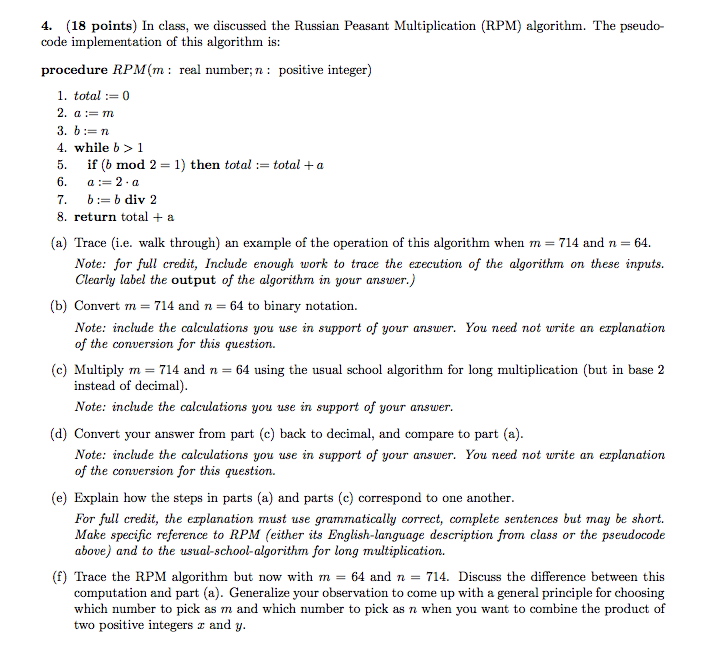 Solved 4. (18 points) In class, we discussed the Russian | Chegg.com