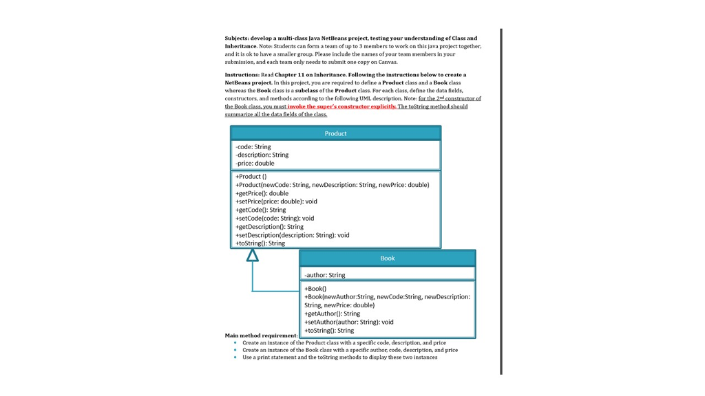 Subjects: develop a multi-class Java NetBeans | Chegg.com